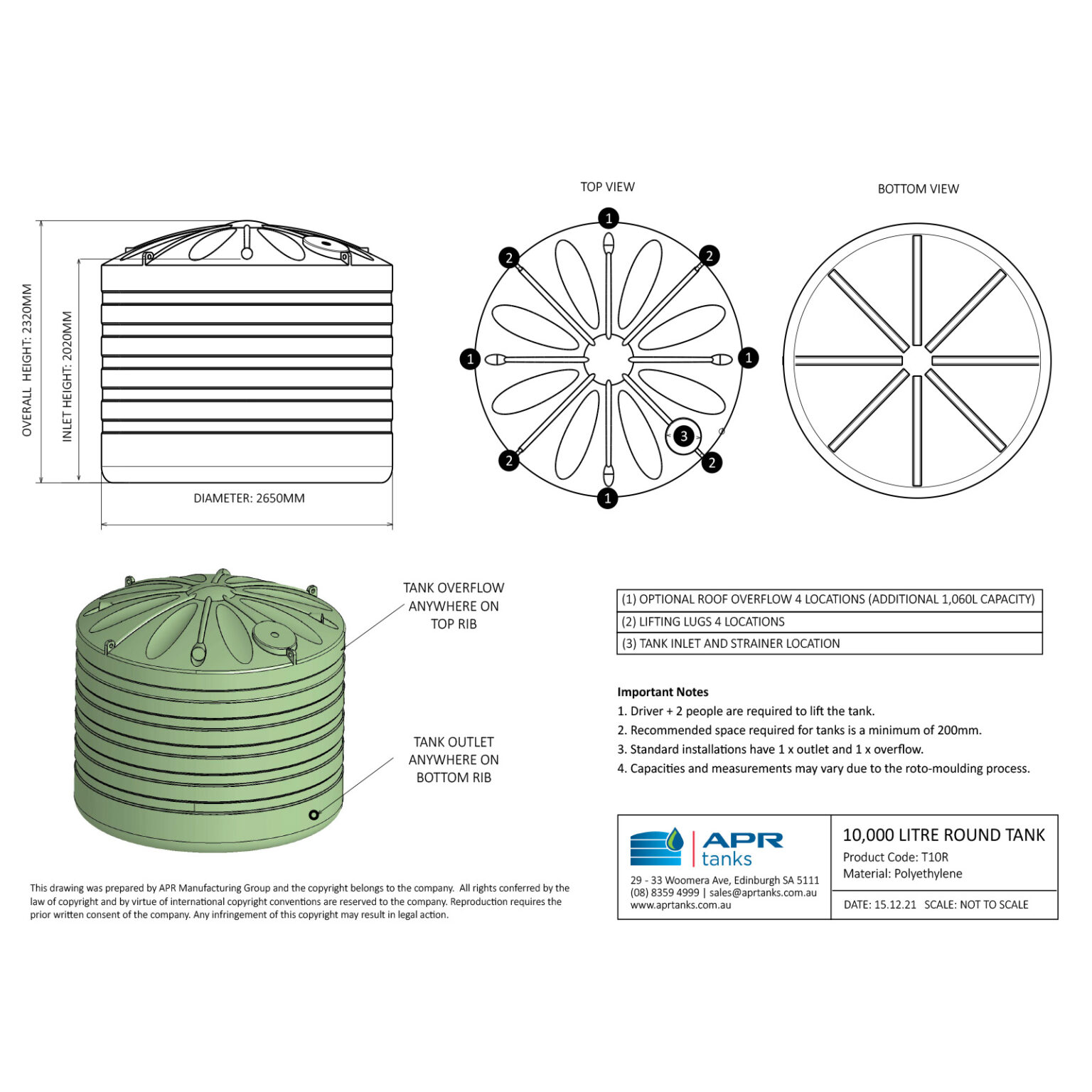10000 Litre Round Tank - APR Tanks - Water Tanks | Rainwater Tanks Adelaide