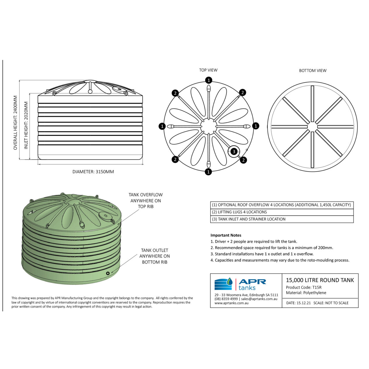 15000 Litre Round Tank - APR Tanks - Water Tanks | Rainwater Tanks Adelaide