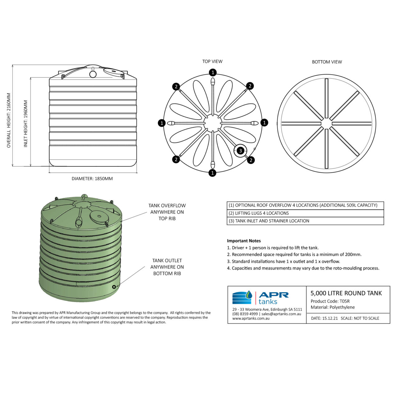 5000L Round Tank and New Home Pump Package - APR Tanks - Water Tanks ...